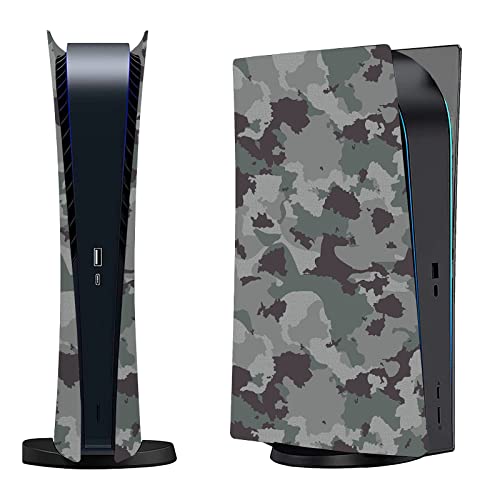 Digital Edition Face Plate Cover Shell for PS5 Console FacePlate, Playstation 5 Accessories Protective Replacement Panels (Gray Camouflage)