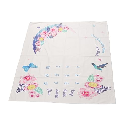 Baby Milestone Mat, Bright Colors Widely Used Baby Milestone Blanket Squared Flowers Birds Pattern 39.4in Wide for Party
