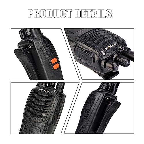 Retevis H-777 2 Way Radios, Walkie Talkies for Adults, Rechargeable Long Range Two Way Radio, Shock Resistant, Short Antenna for Business Education(10 Pack)