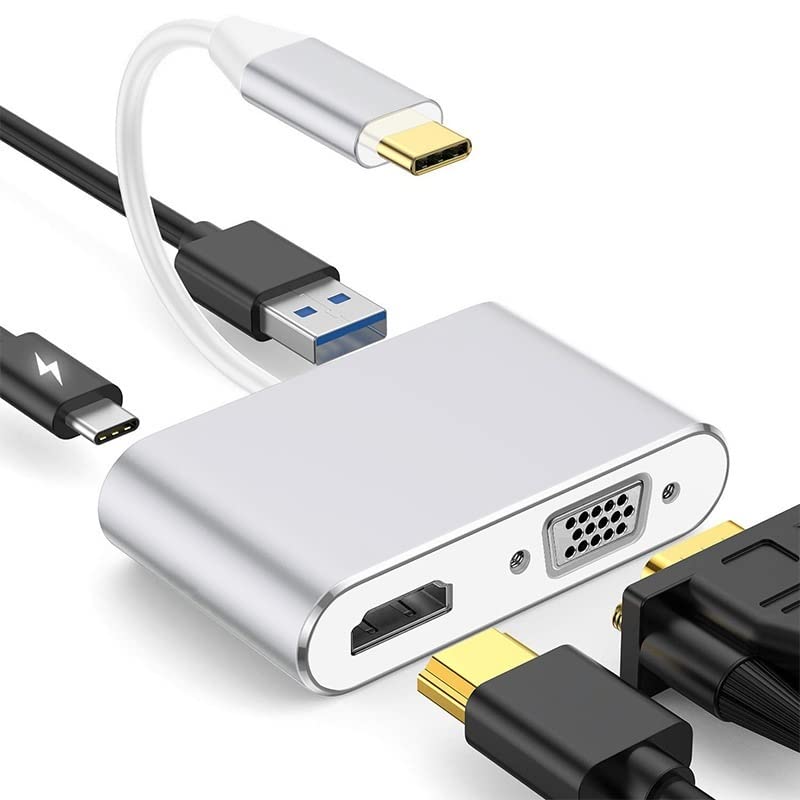 BRASSU Type-c Four-in-one Docking Station usbc (Size : Silver)