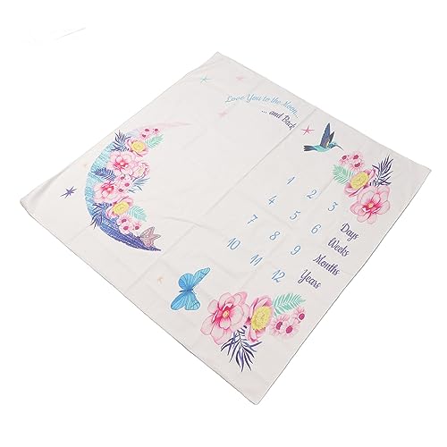 Baby Milestone Photo Prop, Flowers Birds Pattern Bright Colors Squared 39.4in Wide Baby Month Blanket for Home