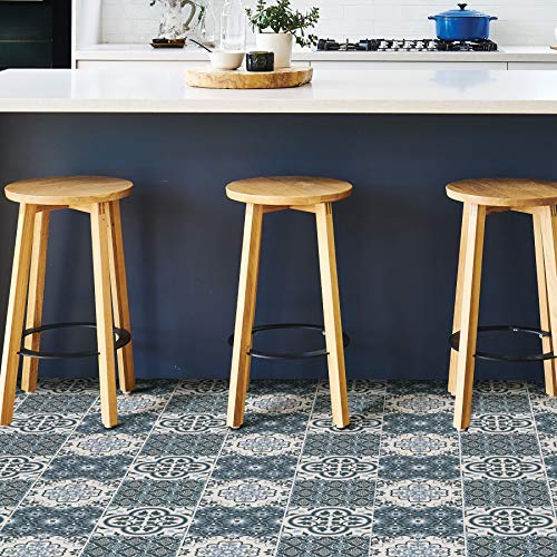 FloorPops FP2951 Myriad Peel & Stick Floor Tiles, Blue