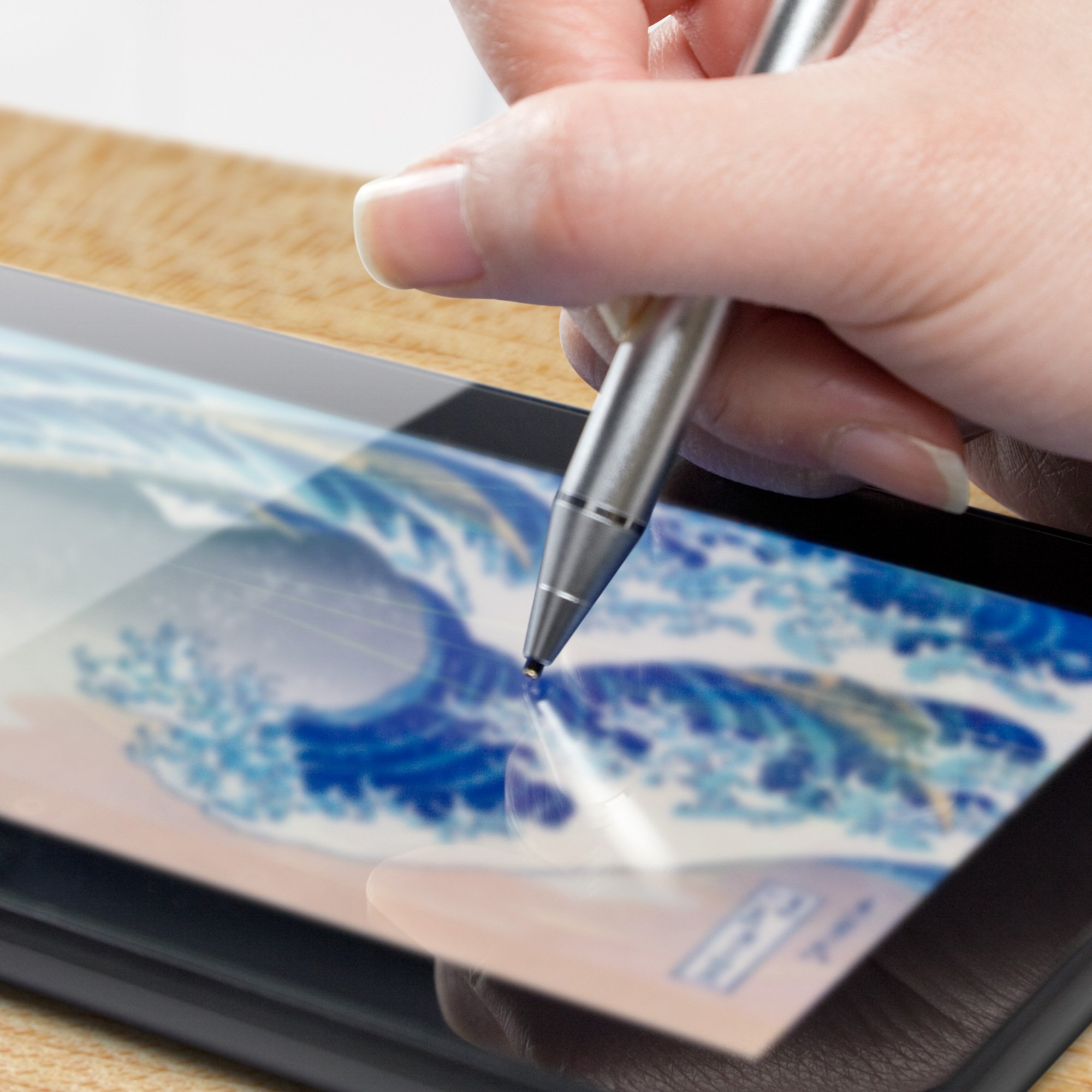 BoxWave Stylus Pen Compatible with Microsoft Surface Duo - AccuPoint Active Stylus, Electronic Stylus with Ultra Fine Tip - Metallic Silver