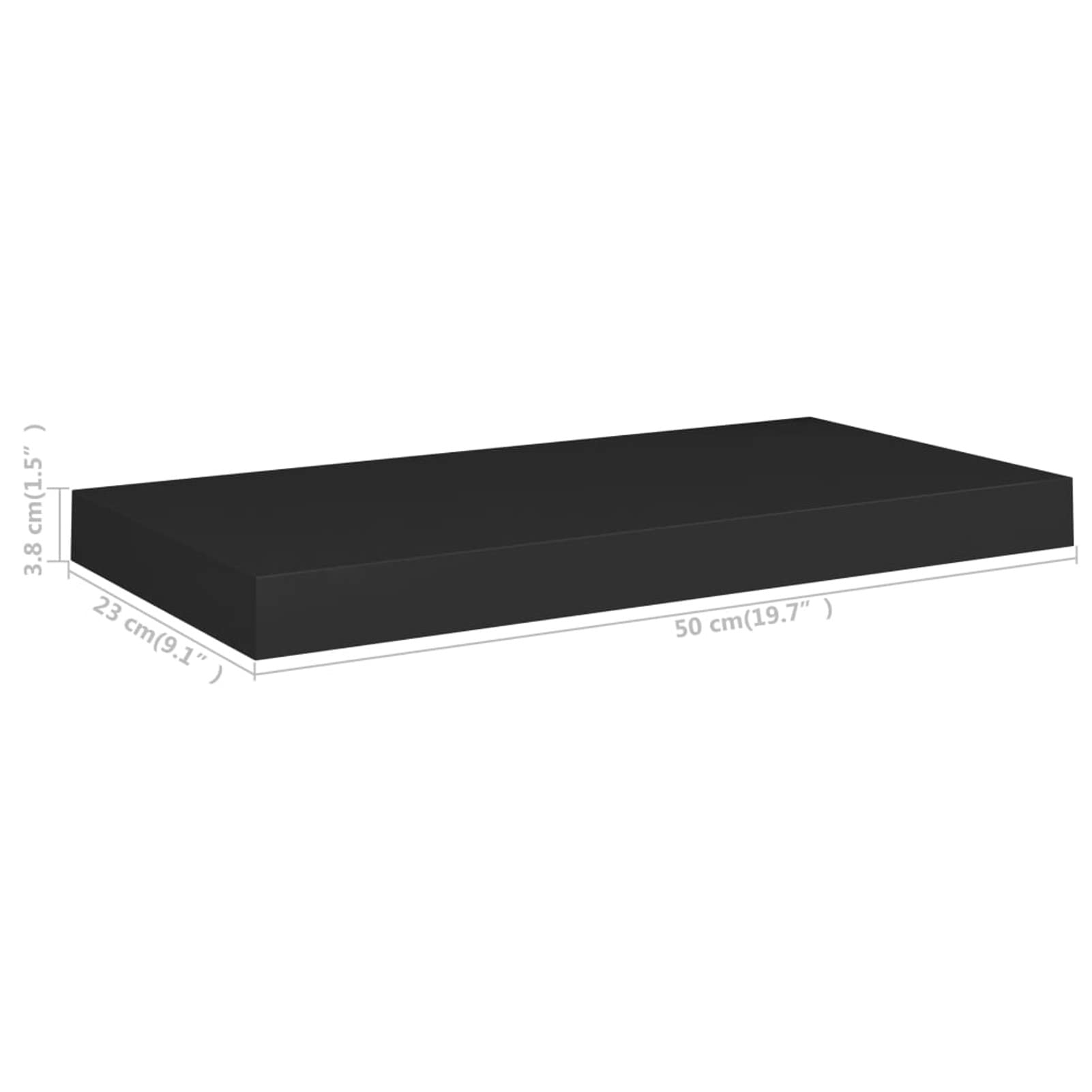 Tidyard 2 Piece Floating Shelves MDF Wall Mounted Shelf Photo Display Stand Storage Rack Black for Living Room, Bedroom, Bathroom, Home, Office Decor 19.7 x 9.1 x 1.5 Inches (L x W x H)