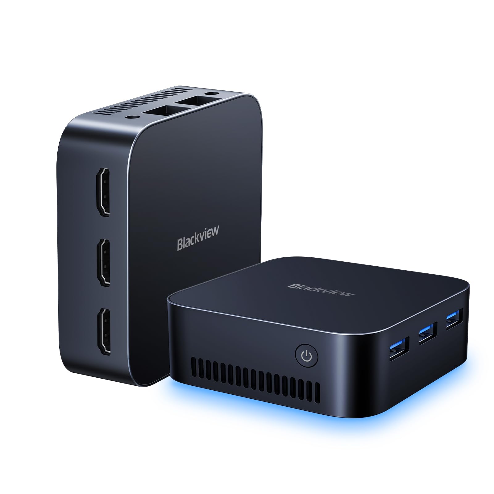 Blackview MP80 Mini PC Intel 12th N97(up to 3.6 GHz), 16GB LPDDR5 512GB M.2 SSD Mini Desktop Computers Win 11, Support Dual LAN, 3 HDMI, 2.4/5G WiFi, 4K UHD
