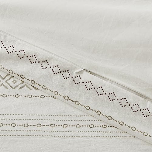 Hyde Lane Asha Boho Duvet Cover King, Farmhouse Ivory 100% Cotton Tufted Bedding Set with Zipper, Mid Century Modern Comforter Covers, 3 Pieces Including Matching Pillow Shams (104x90 Inches)