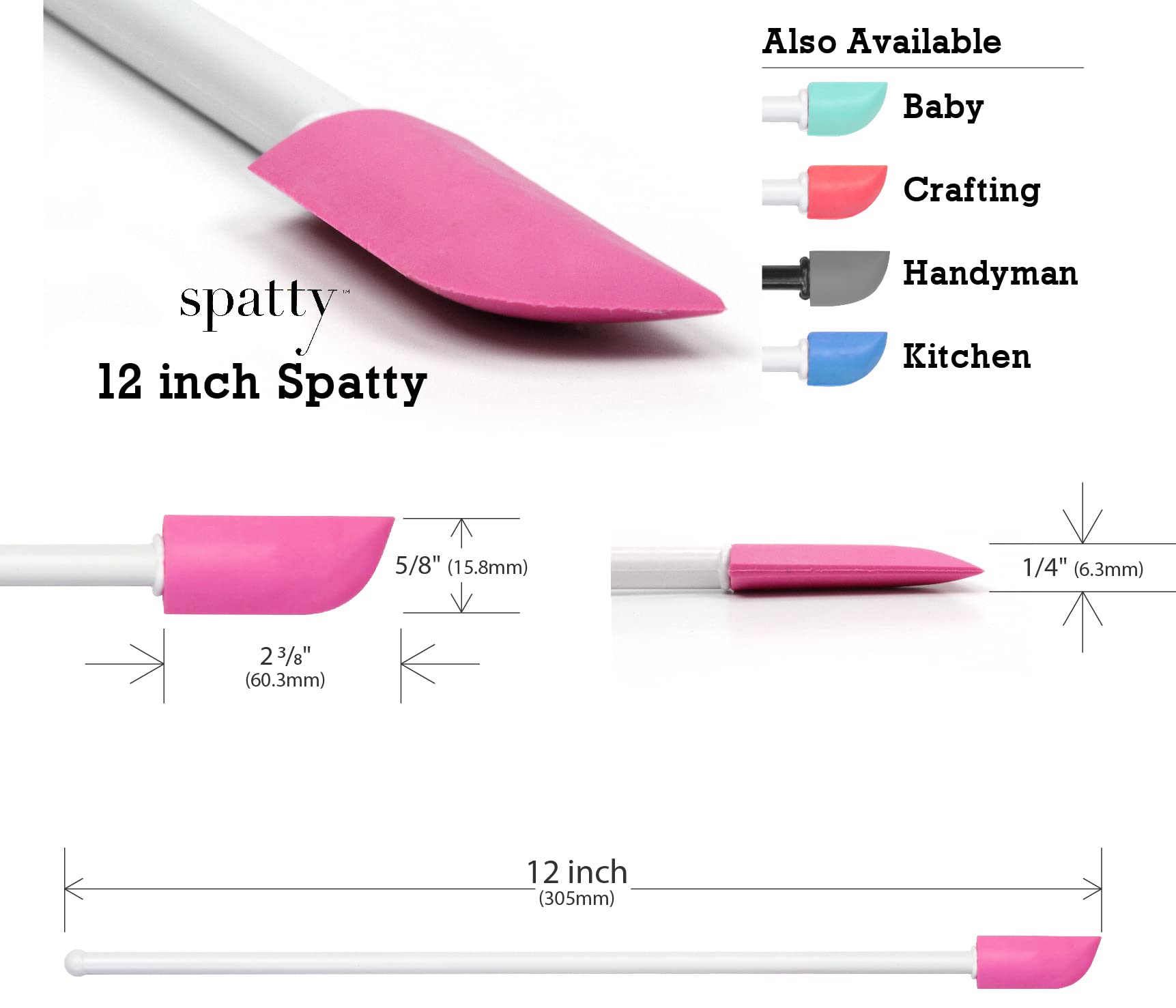 Spatty Daddy Beauty Makeup Spatula (12 Inch Pink) Shark Tank Mom Made, Scrapes Last Drop of Lotion, Mini Spatula Makeup, Long Makeup Spatula, Scoop for Makeup, Makeup Stocking Stuffer, Makeup Spatula
