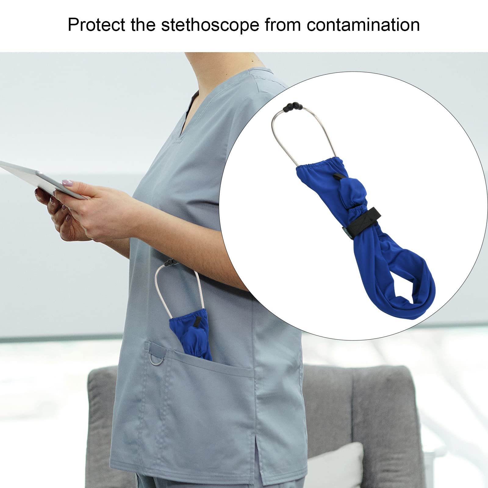 Beautyflier Stethoscope Cover Scrunchie for Littmann, ADC, MDF, Adscope, Breathable and Elastic Silk Stethoscope Sleeve Perfect for Doctor and Nurse, Work with Comfort (Blue)
