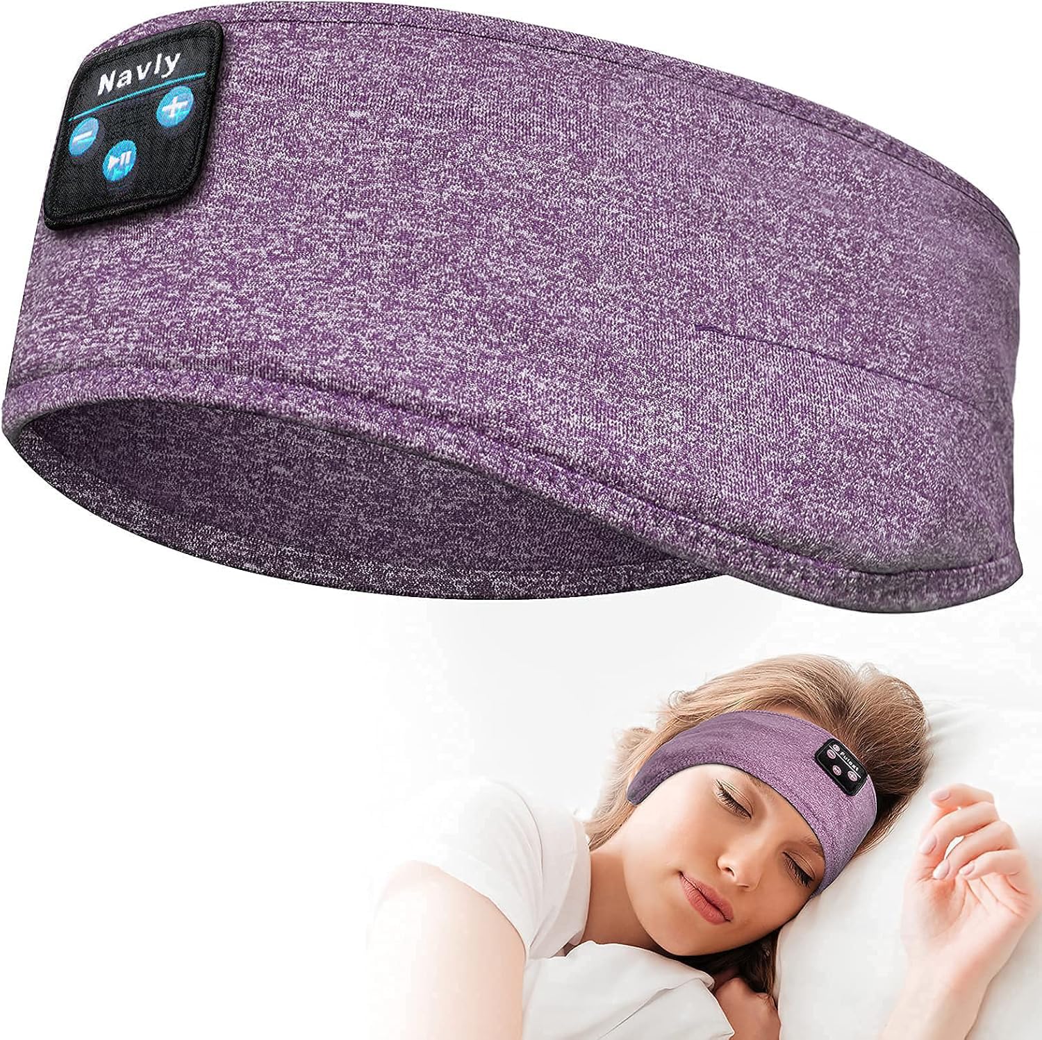 Navly Sleep Headphones, 10Hrs Sports Headband with Soft Cozy Earbuds Comfortable, Headphones Headband with Ultra-Thin HD Stereo Speakers Perfect for Workout,Running,Yoga,Travel