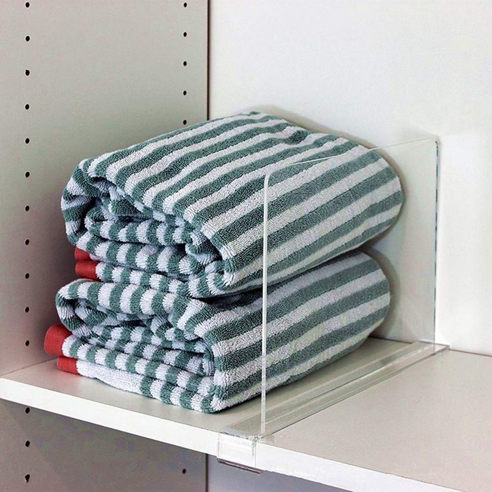 Bernese 6pcs Acrylic Shelf Dividers for Closets,Clear Closet Shelf Dividers,Organize Clothes, Books,Towels and Hats