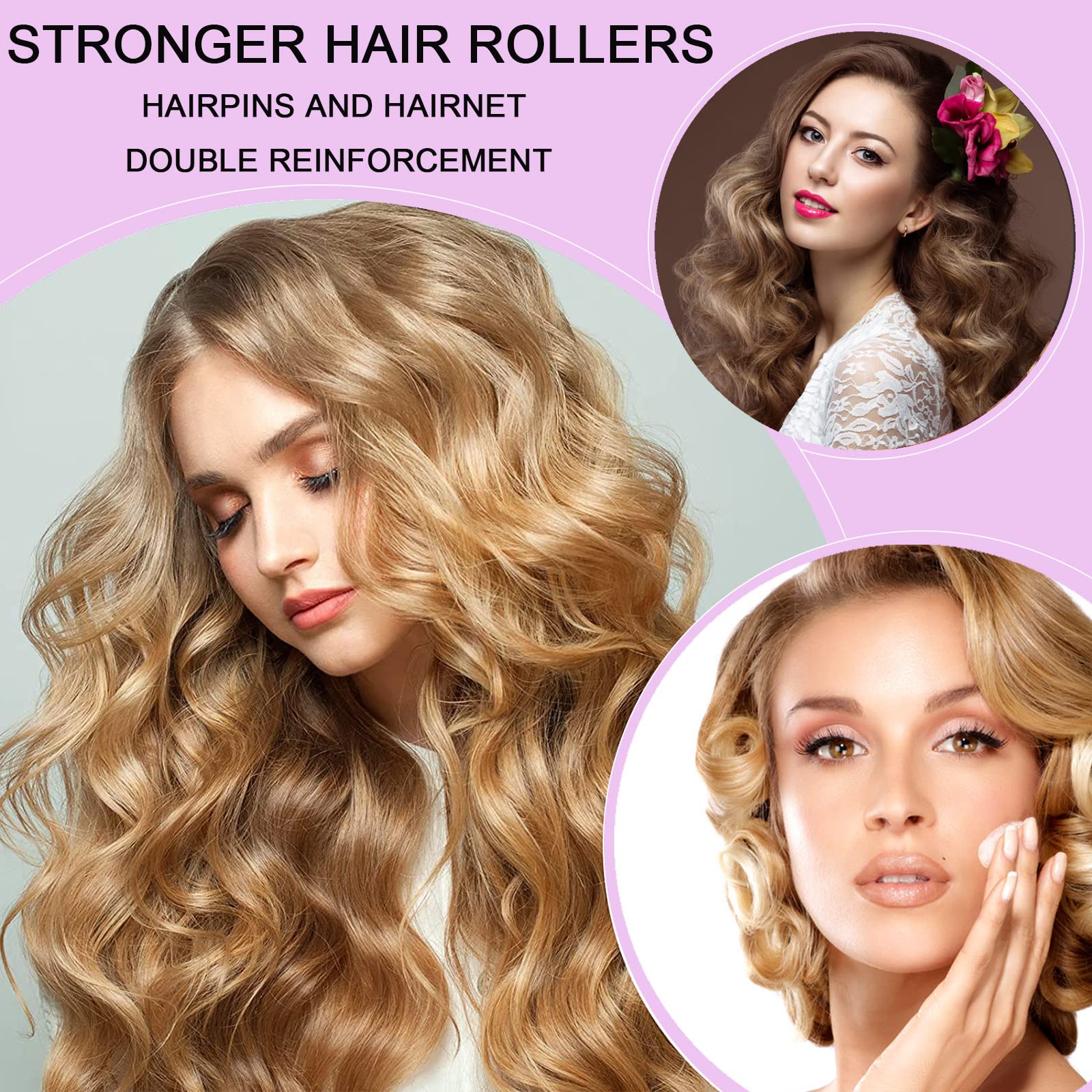 Hair Rollers, 12 Pack Salon Hair Dressing Curlers Self Grip, Hair Curlers for Long Hair, DIY Curly Hairstyle, Colors May Vary, Large