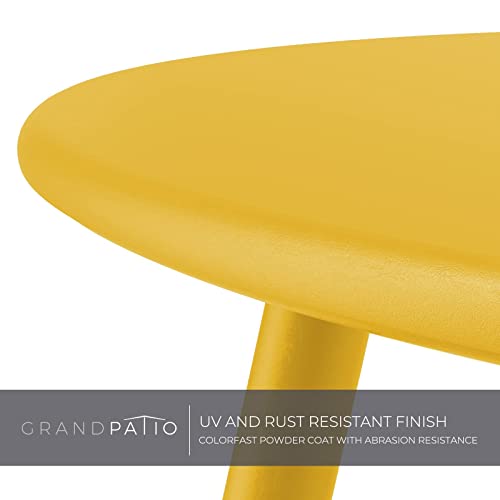 Grand patio E-Coated Steel Side Table, Weather- Resistant Outdoor 18β Round End Table Accent Table for Bistro Balcony Apartment, Yellow