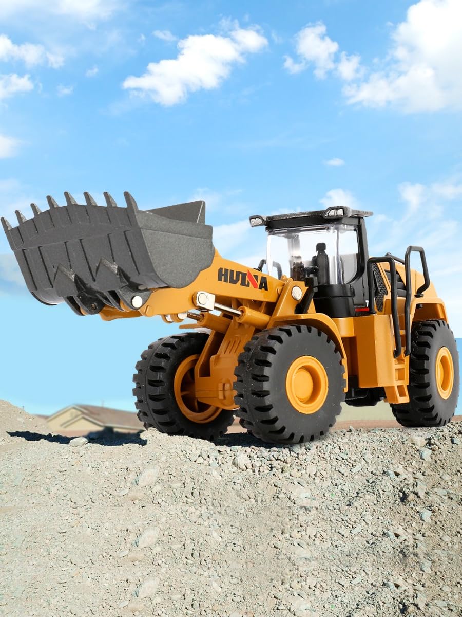 Gemini&Genius Mechanical Loader Toy, Construction Vehicle Wheeled Loader 1/50 Scale Skid Steer Loader Toy, Bulldozer Shovel Engineering Vehicle Alloy Models for Kids, Collection and Decoration House