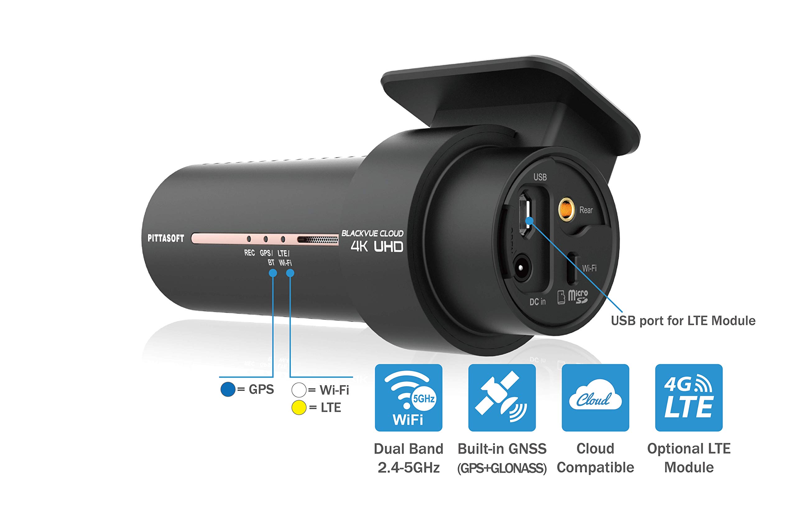 BlackVue DR900X-2CH with 32GB microSD Card + CM100 LTE | 4K Cloud Dashcam | External 4G LTE Module | Cloud Connectivity