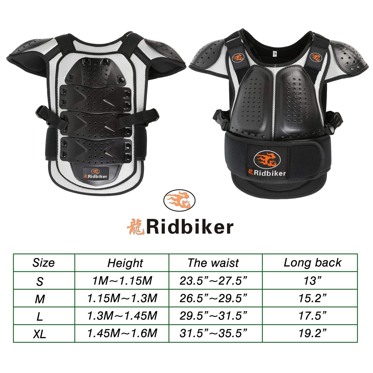 Kids Dirt Bike Gear Chest Protector Motocross Gear Body Armor Vest for Motorcycle Protective Gear Motocross Chest Protector Motorcycle Riding Gear (Silver, Medium)