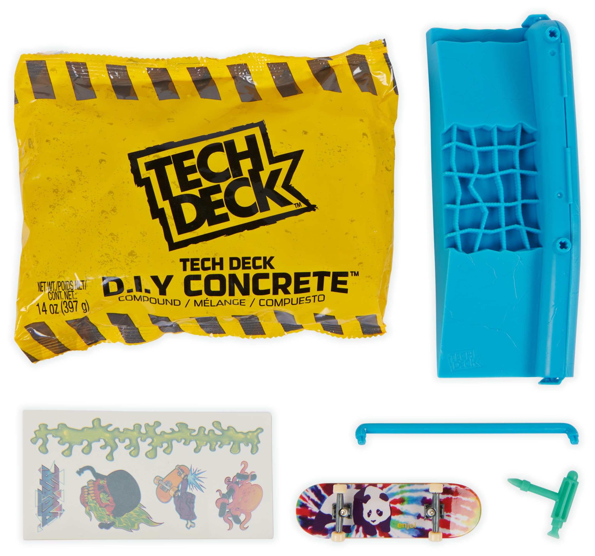 TECH DECK DIY Concrete Reusable Modeling Playset with Exclusive Enjoi Fingerboard, Rail, Molds, Skatepark Kit, Kids Toy for Boys and Girls Ages 6 and up