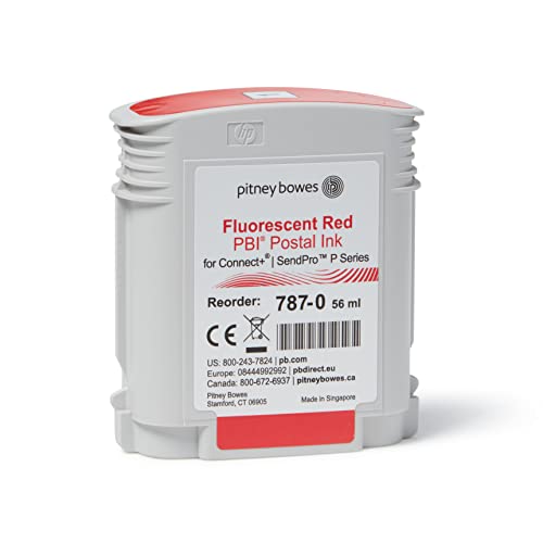 Pitney Bowes 787-0 Standard Ink Cartridge for SendPro P/Connect+ Series Mailing Systems, Red Ink, 56 ml