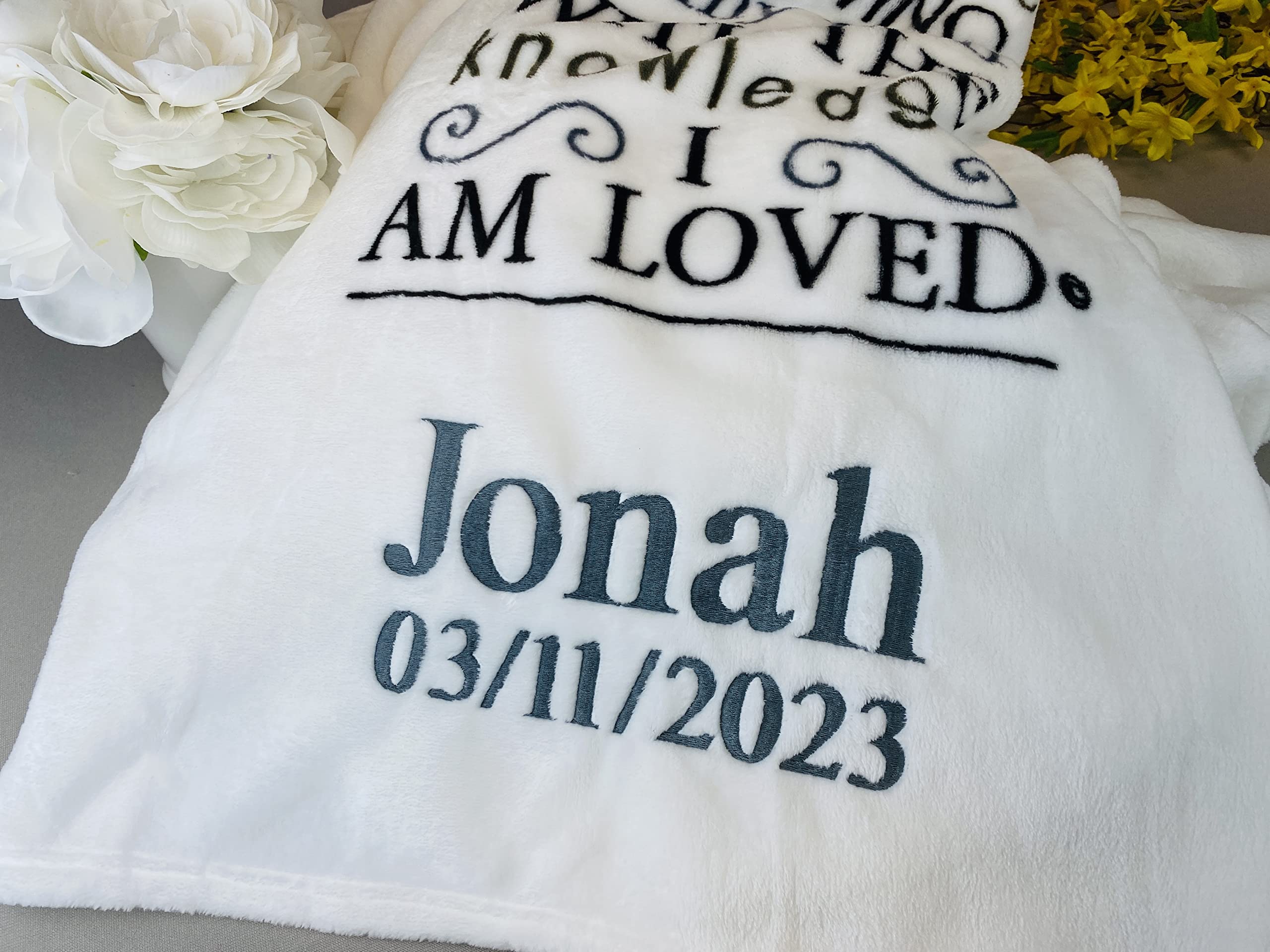 Child of God Blanket-Inspirational Throw-Religious Blanket-Gift for Baptism/First Communion-Christening Blanket-Gift for Godson/Goddaughter/Grandson/Granddaughter/Niece/Nephew (White - Personalized)