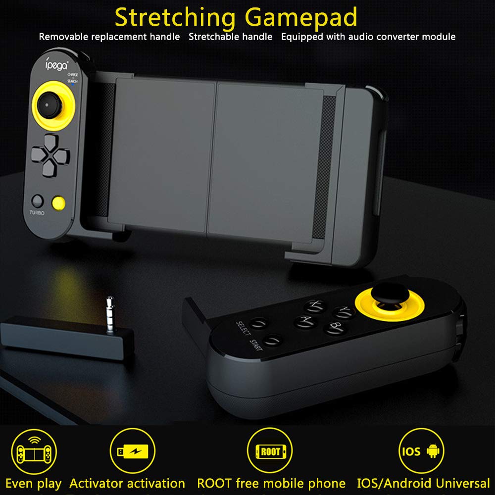 IPGEA PG-9167 Mobile Controller, Wireless 4.0 Gamepad Joystick Telescopic Game Controller Compatible Galaxy S10/S10 & Galaxy A51 Note 9 Phone XR XS Phone 11 Most iOS/Android Smart Phone Tablet PC