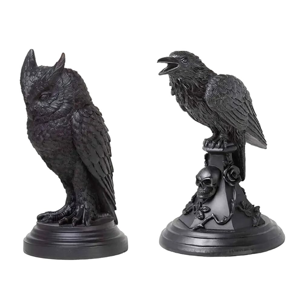 Bird Candle Holders, Black Resin Bird Candlestick Holders, Owl/Crow Vintage Tabletop Decorative Candlestick Holders Stands for Table Centerpieces Wedding Halloween Party Home Decoration