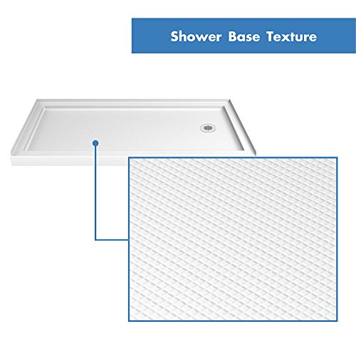 DreamLine Flex 34 in. D x 60 in. W x 76 3/4 in. H Semi-Frameless Shower Door in Brushed Nickel with Right Drain Base and Backwalls, DL-6229R-04