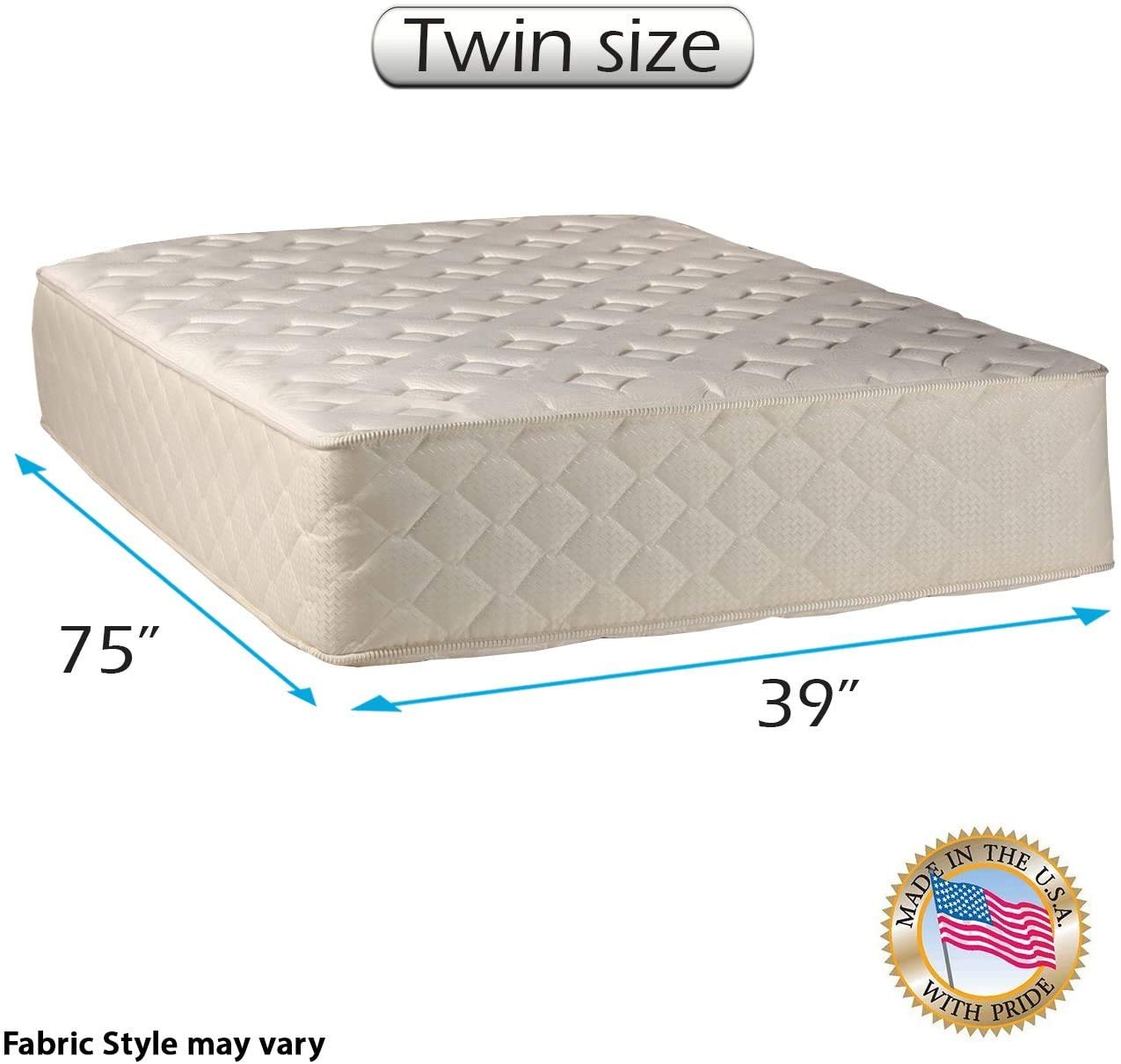 Dream Solutions USA DS USA Highlight Luxury Firm Orthopedic Twin Size (39"x75"x14") Mattress Only - Spine Support, Innerspring Coils, Premium Edge Guards, Quilted Fabric Cover