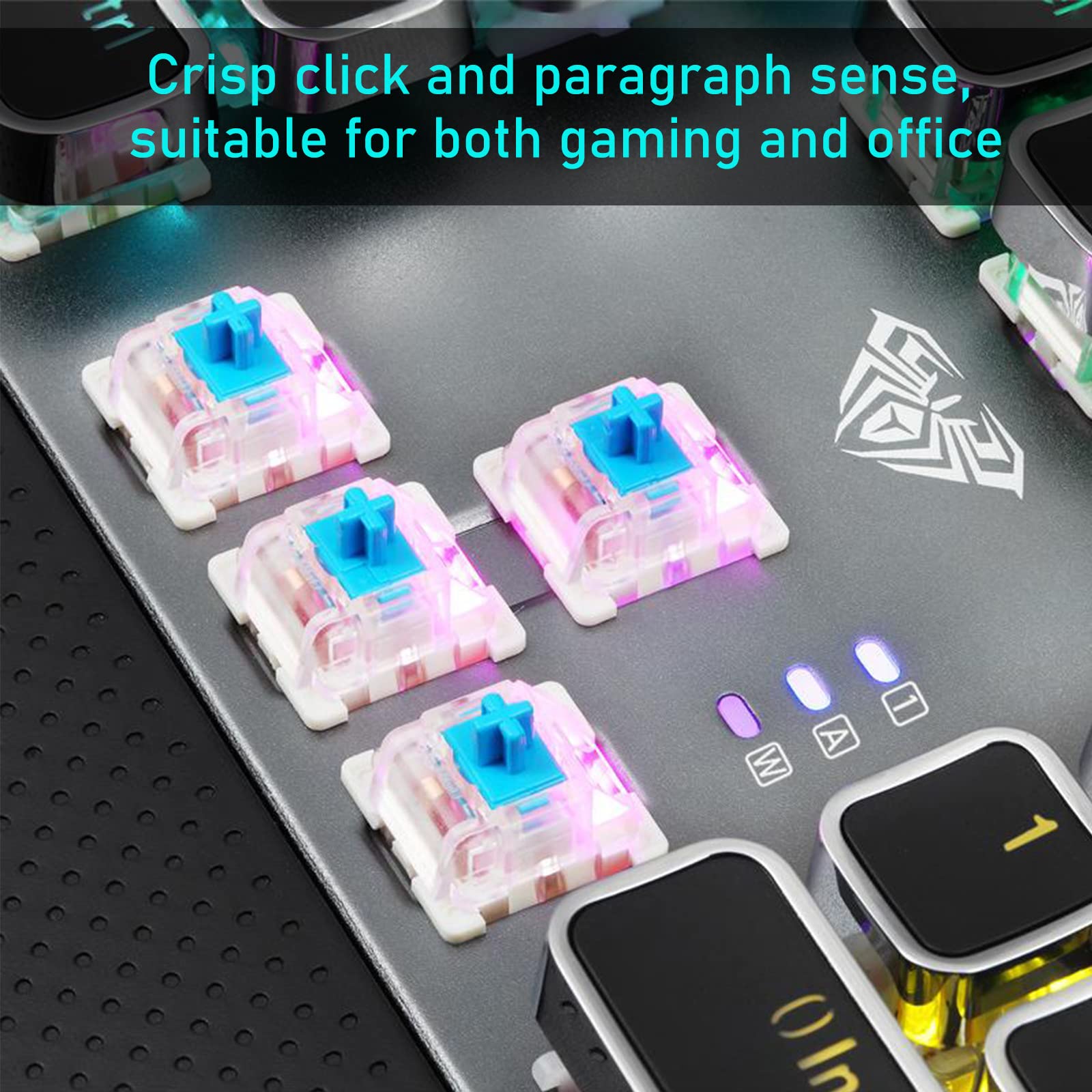 AULA L2058 LED Backlit Mechanical Gaming Keyboard, Retro Steampunk Round Keys, Brown Switches, Magnetic Wrist Rest, Media Control Knob Buttons