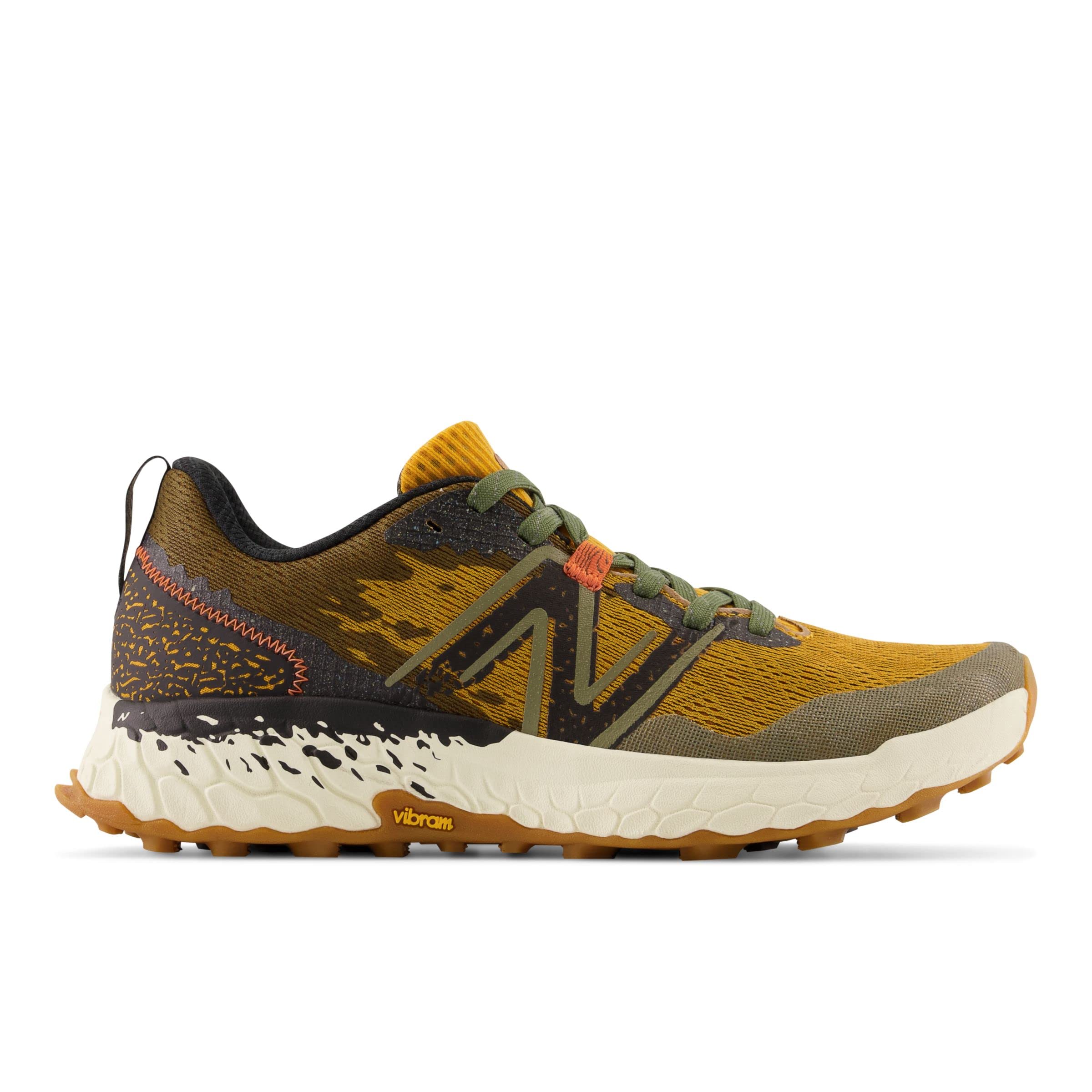 New Balance Men's Fresh Foam X Hierro V7 Running Shoe, Golden Hour/Dark Camo/Black, 11