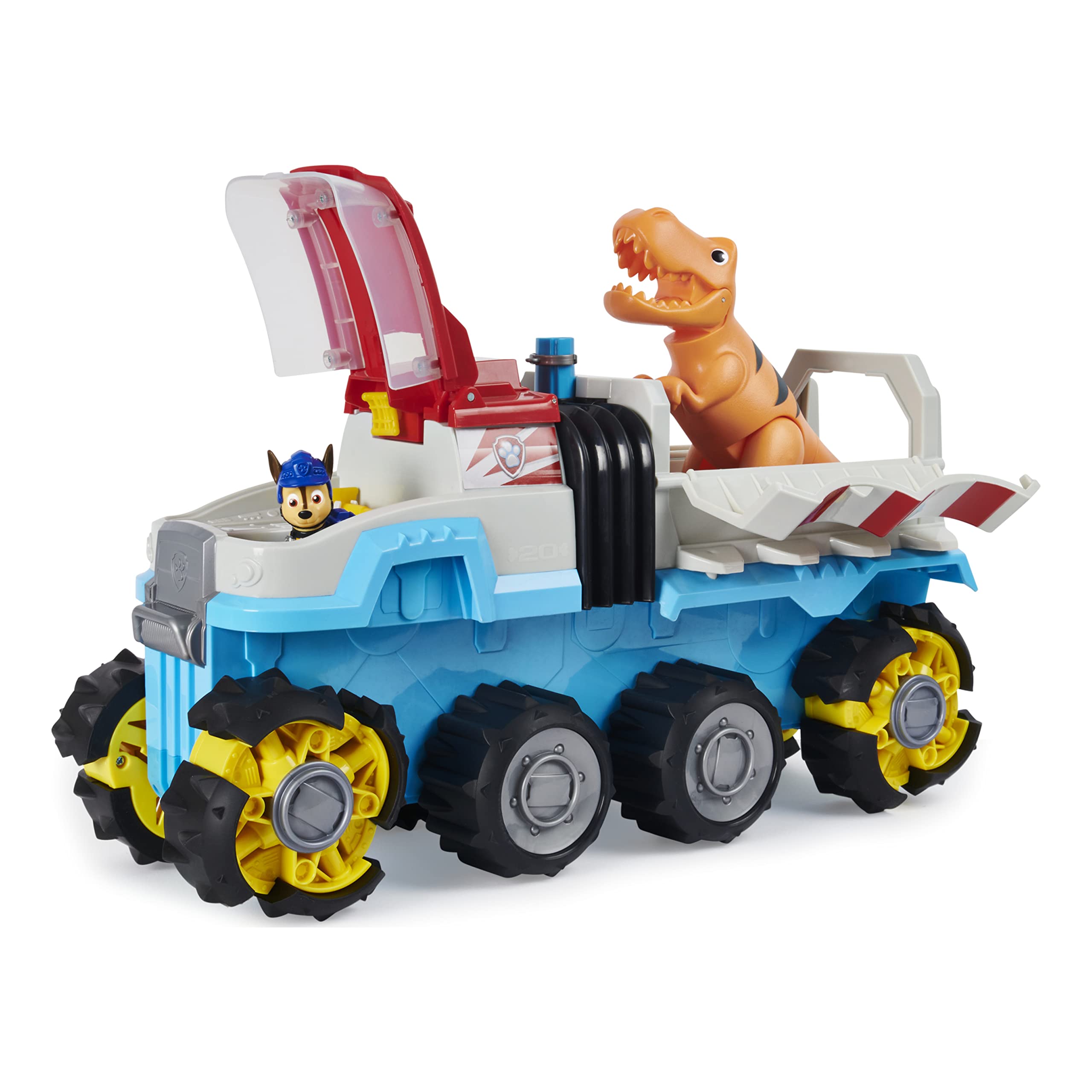 Paw Patrol, Dino Rescue Dino Patroller Motorized Team Vehicle with Exclusive Chase and T. Rex Toy Figures