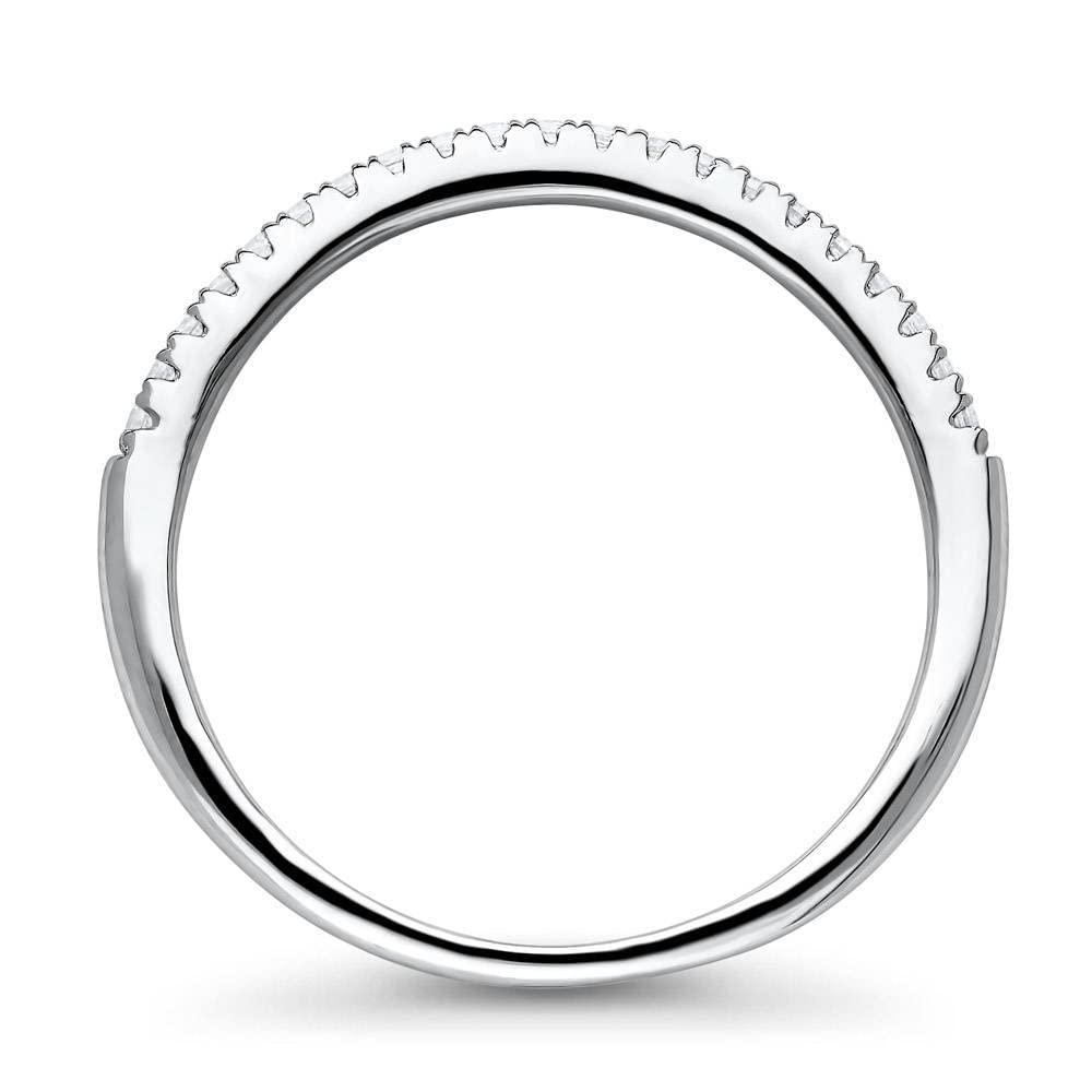 BERRICLE Sterling Silver Wedding Rings Micro Pave Set Cubic Zirconia CZ Half Eternity Ring for Women, Rhodium Plated Size 6