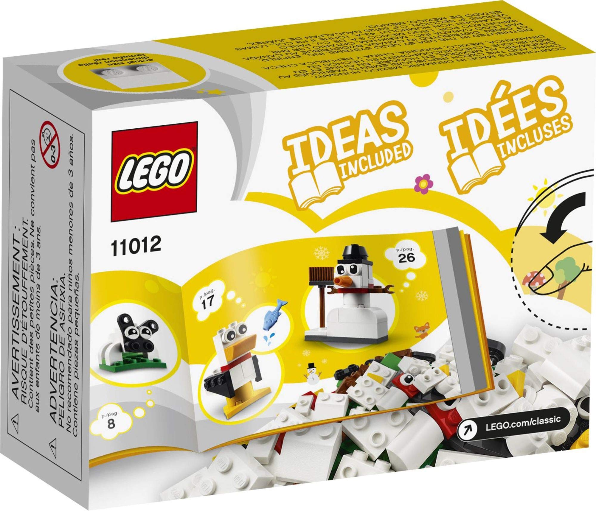 LEGO Classic Creative White Bricks 11012 Building Kit; Toy Building Set for Creative Play with 3 Build Ideas, Including a Snowman, Sheep and Seagull; Great for Kids Aged 4 and Up, New 2021 (60 Pieces)