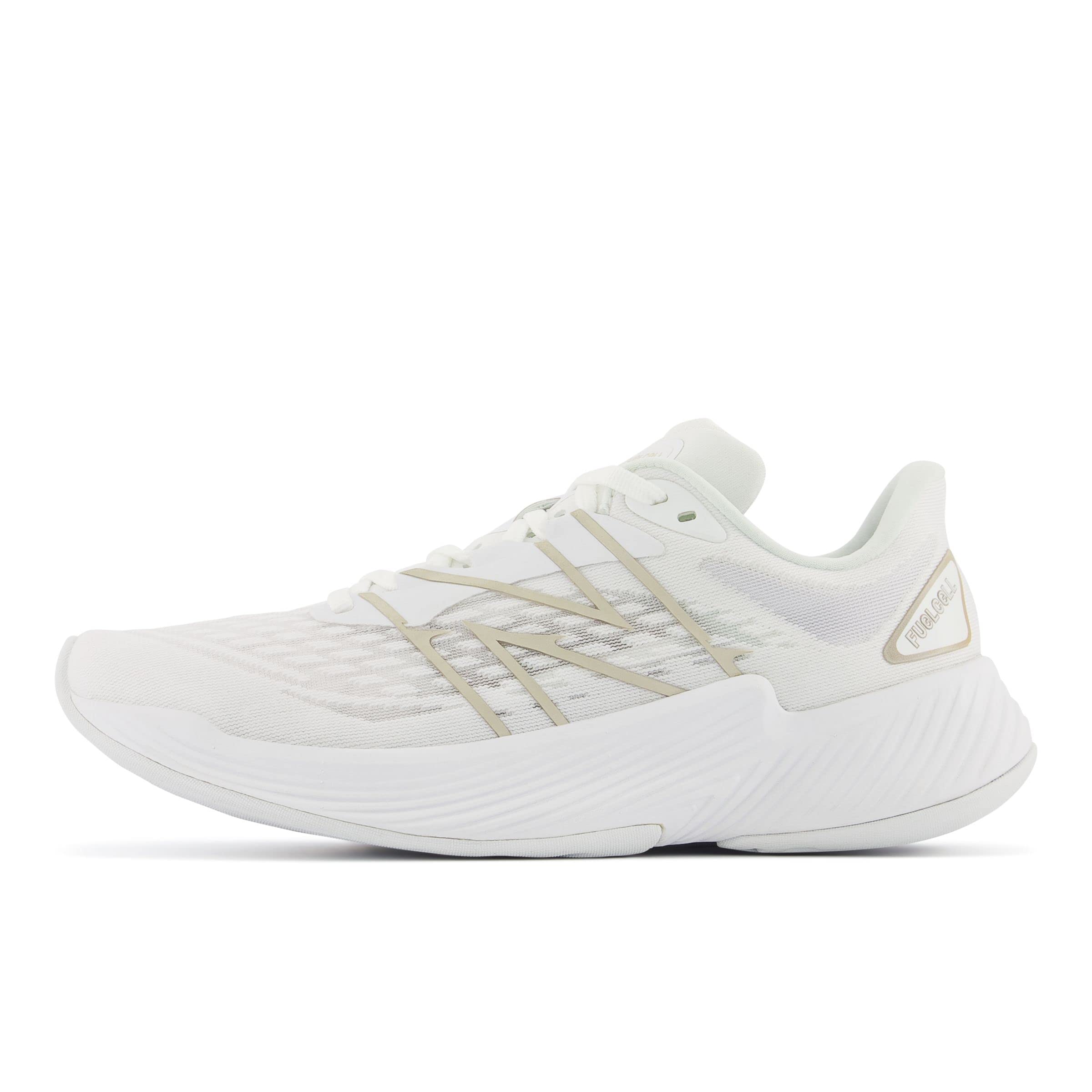 New Balance Women's FuelCell Prism V2 Running Shoe, White/Light Gold Metallic/White, 6 Wide