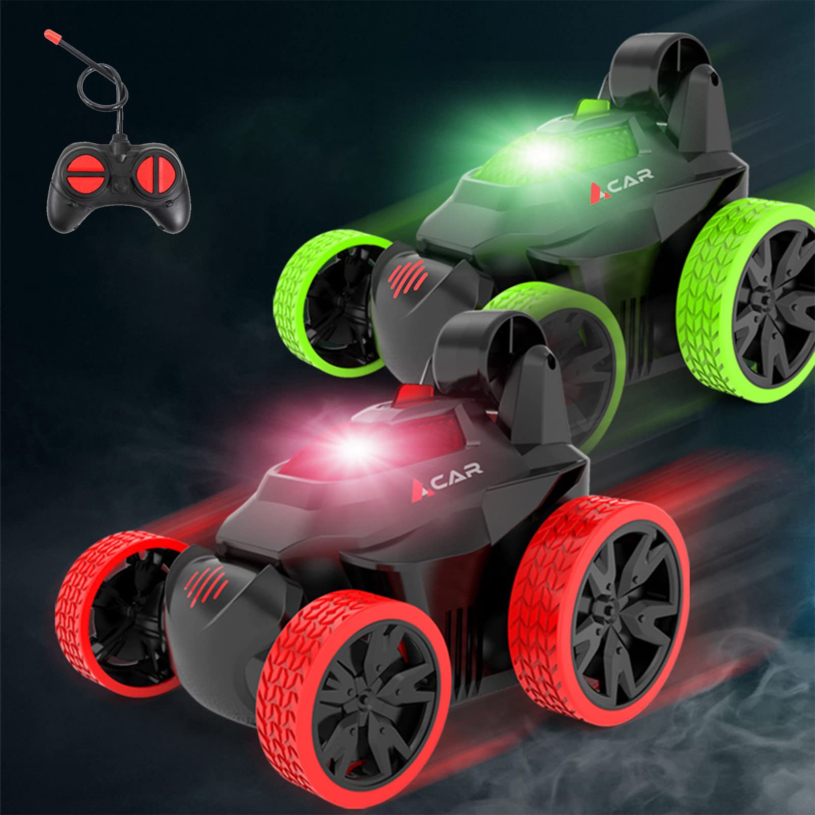 Cagogo Remote Control Car Lying Down Walking 360 Degree Dump Car Lights Music Stunt Roll Children Boy Girl Toy Car