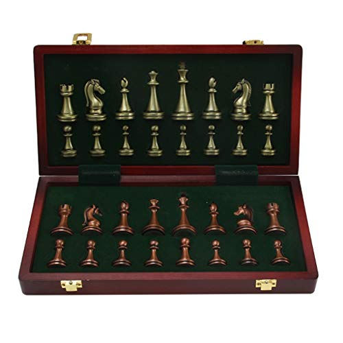 BIENKA Exquisite Chess Set for Adults Collection, Exquisite Bronze Alloy Chess Pieces, Folding Chess Board, Chess for Kids and Adults, Gift for Chess Lovers and Learners Checkerboard