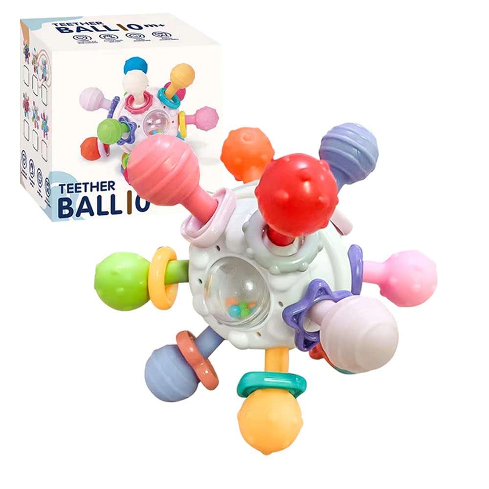 Baby Sensory Teething Toys - Soft and Safe Teether for Babies 0-12 Months - Grasping, Teething, and Rattle Activities - Ideal Gift for Infants