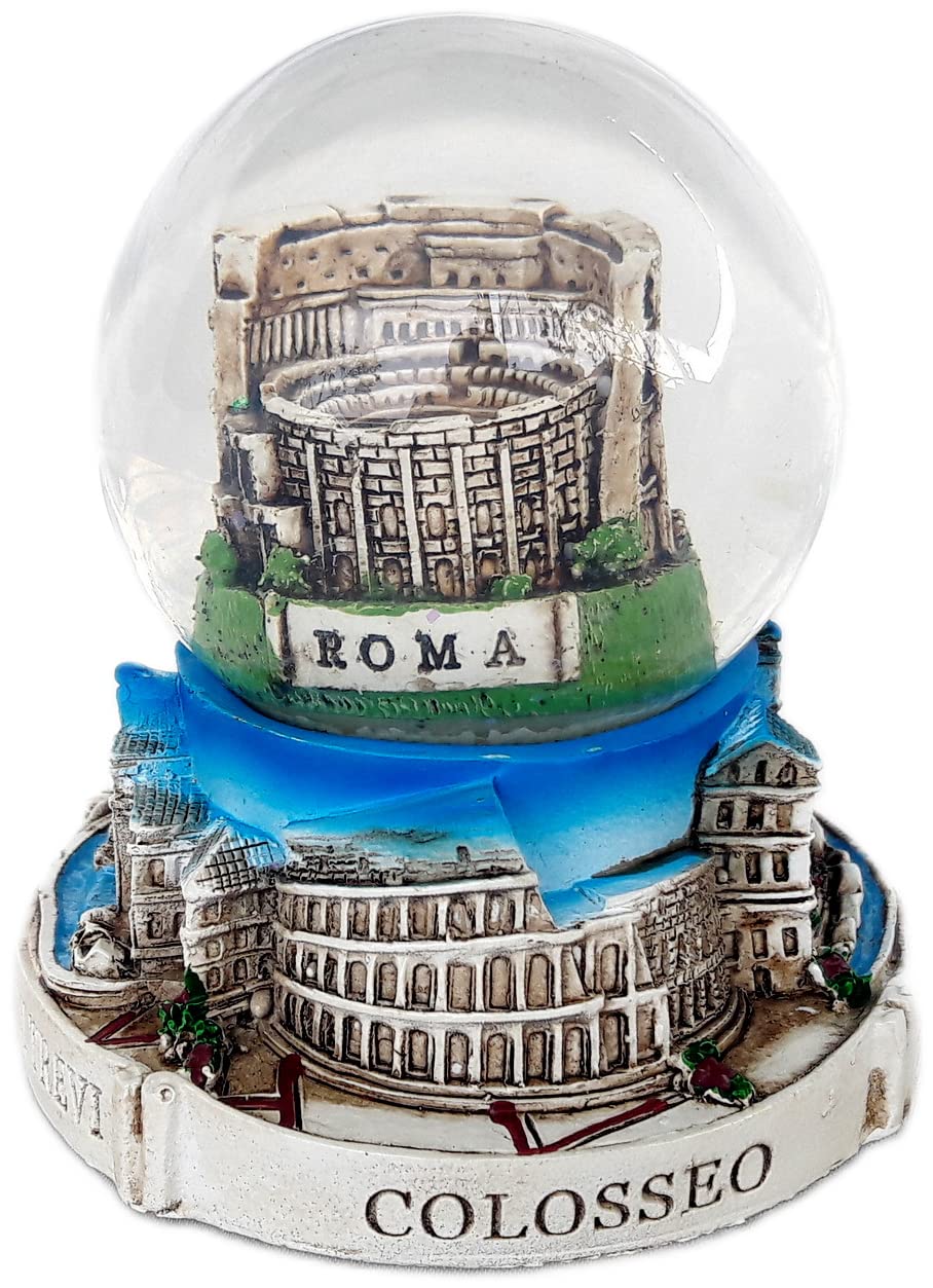 New Italiano Souvenir Snowdome Italy Snowglobe Rome Colosseum Italia 9.5cm