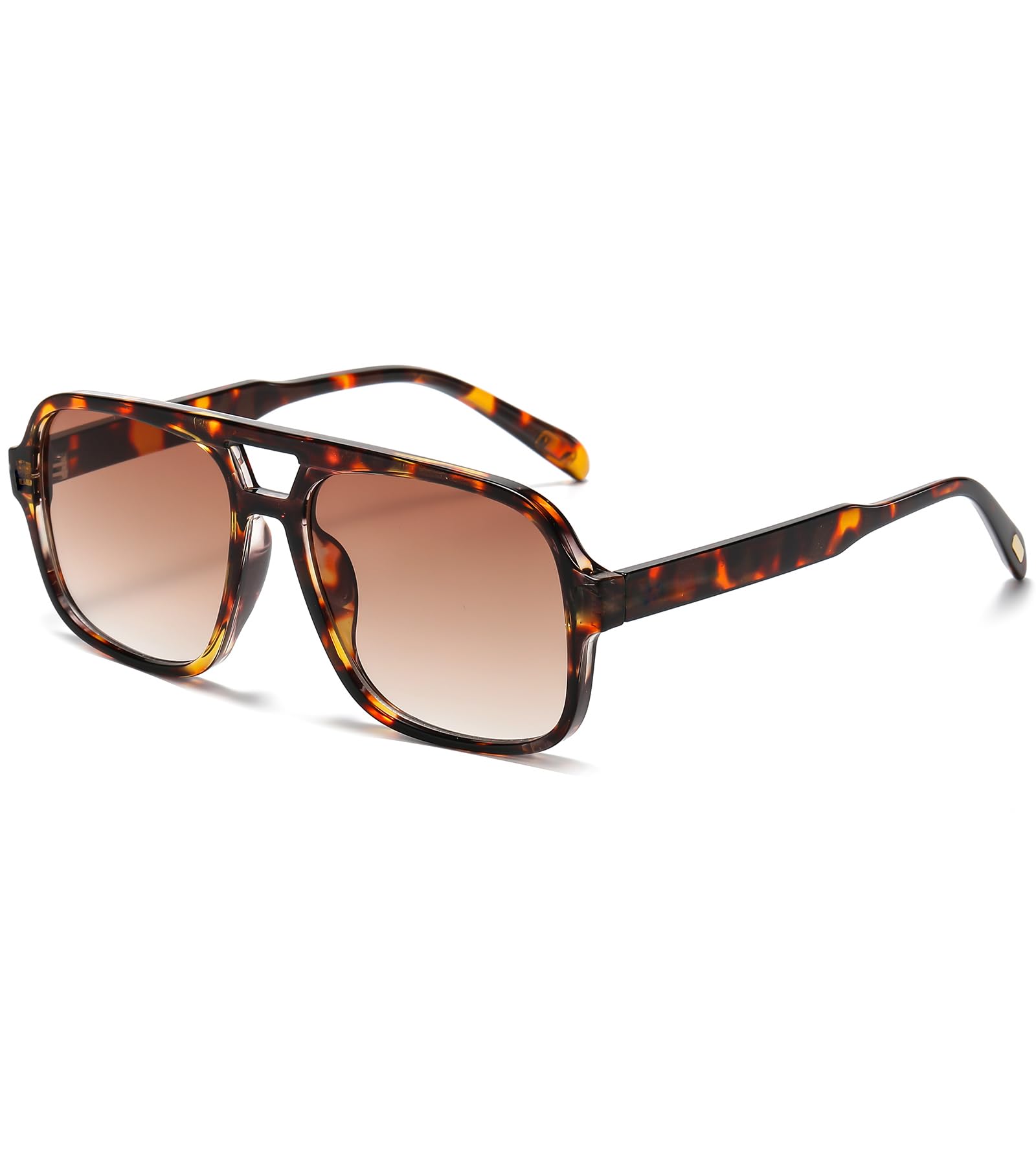 Breaksun Retro Aviator Sunglasses for Women Men Trendy Classic 70s Square Aviator Sun Glasses Vintage Shades (Tortoise/Brown Gradient)