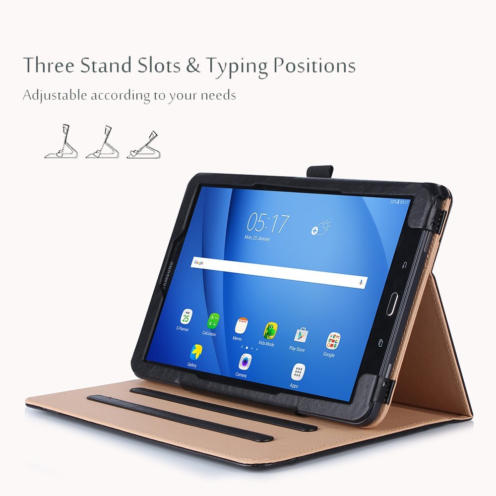 ProCase Leather Case for Galaxy Tab A 10.1-inch 2016 (SM-T580 T585 T587), Stand Folio Cover for Galaxy Tab A 10.1" Tablet (NO S Pen Version) with Multiple Viewing Angles Card Pocket -Black