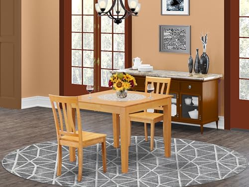 East West Furniture OXAN3-OAK-W 3 Piece Kitchen Table Set for Small Spaces Contains a Square Dining Table and 2 Dining Room Chairs, 36x36 Inch, Oak