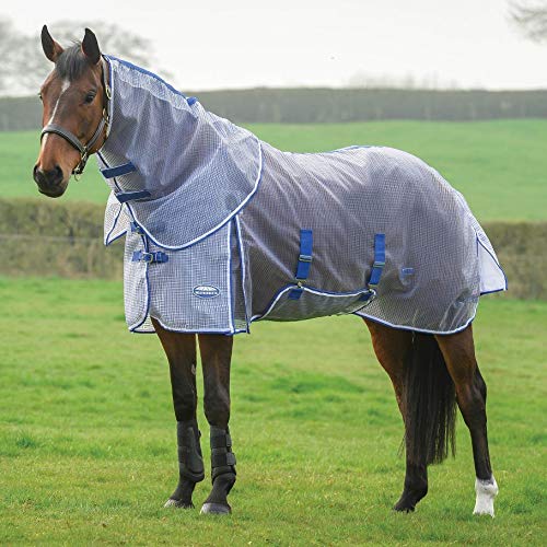 WeatherBeeta ComFiTec Ripshield Plus with Belly Wrap Detach A Neck, White/Blue, 66"