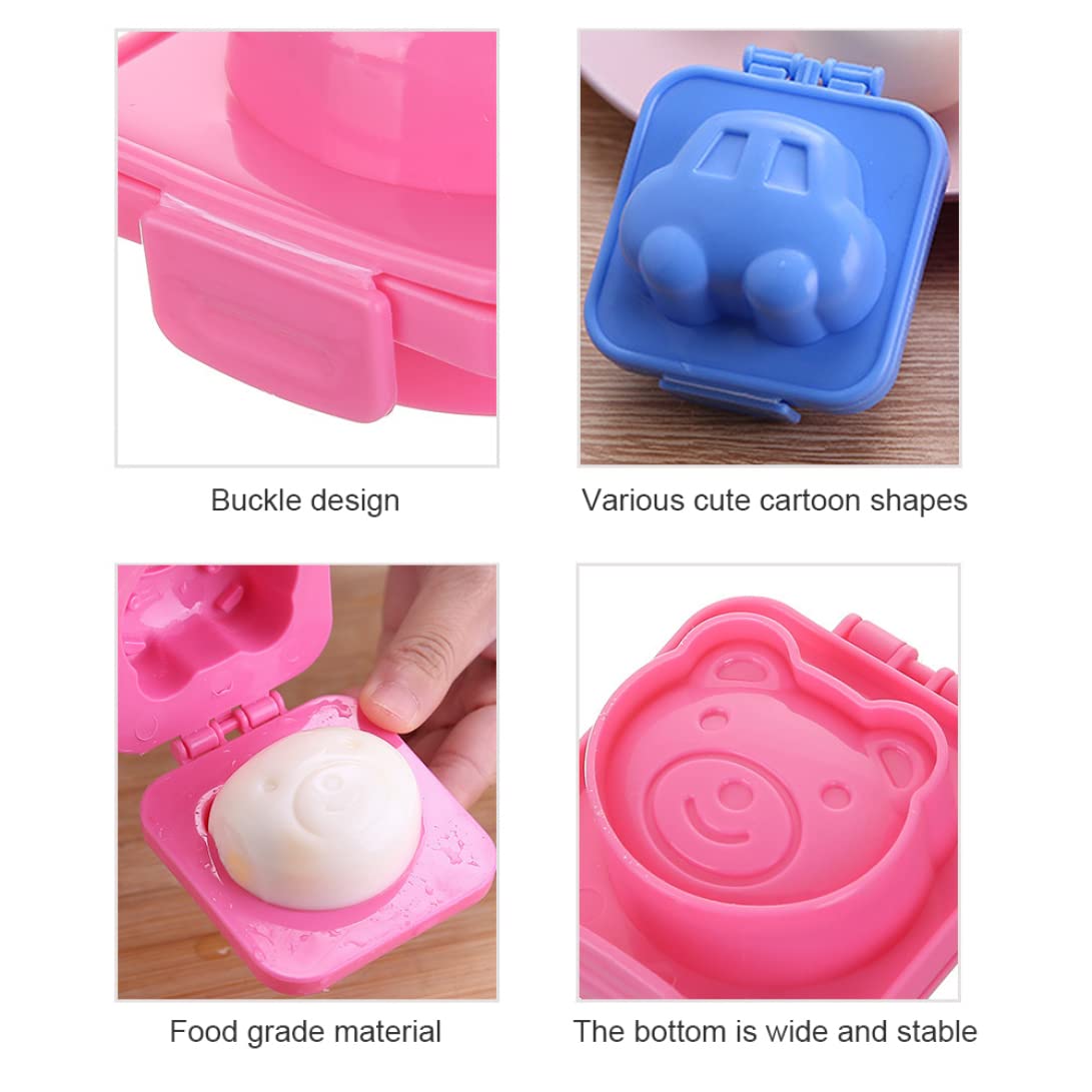 Boiled Egg Mould,6PcsHard Boiled Egg Mold,Fish Car Heart Shape Onigiri Mold,3D Rice Ball Maker, Plastic Egg Shaper DIY Tools Bento Accessories, Random Color