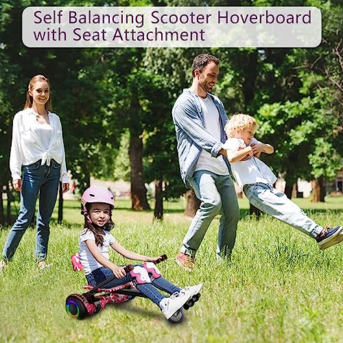 FLYING-ANT Hoverboard with Seat Attachment, 6.5β Self Balancing Scooter with Hoverkart, Hoverboards with Bluetooth and LED Lights, Best Gift for Kids and Teenagers,Shipping from USA