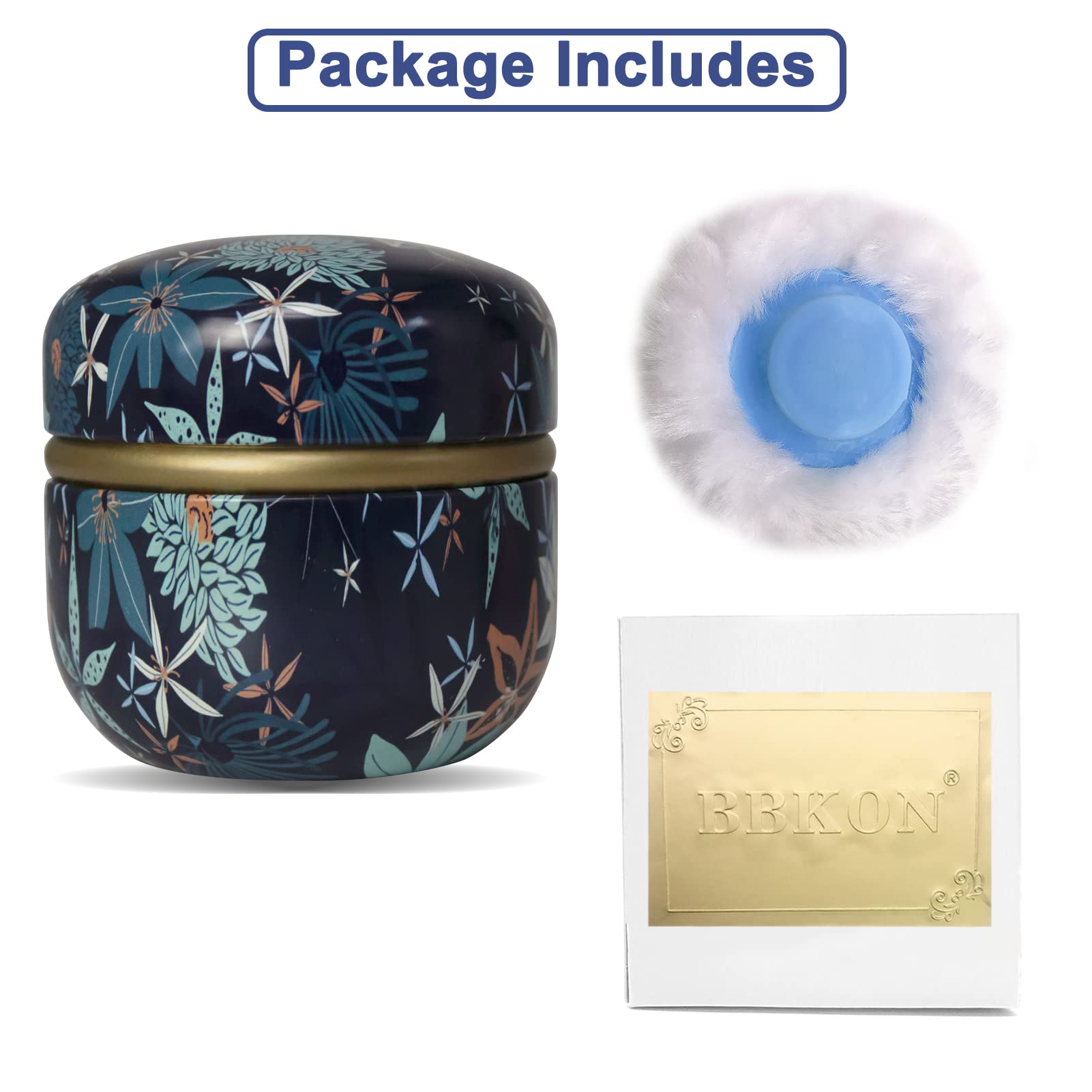 BBKON Large Powder Puff for Body Powder with Powder Container, Soft Powder Puff and Dusting Powder Travel Case (Quiet Flowers)