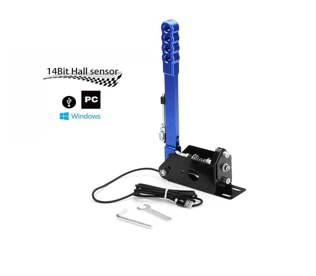 NHPJ 14 Bit PC SIM USB Handbrake with Clamp for Racing Games G25/27/29 T500 FANATECOSW Dirt Rally-blue