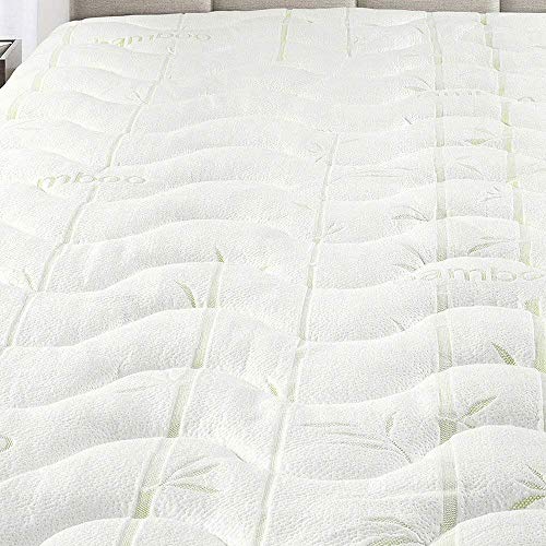 Royal Hotel Bedding Hypoallergenic Cool Bamboo Jacquard Fitted Mattress Topper Queen Size Extra Plush and Soft Mattress Pad
