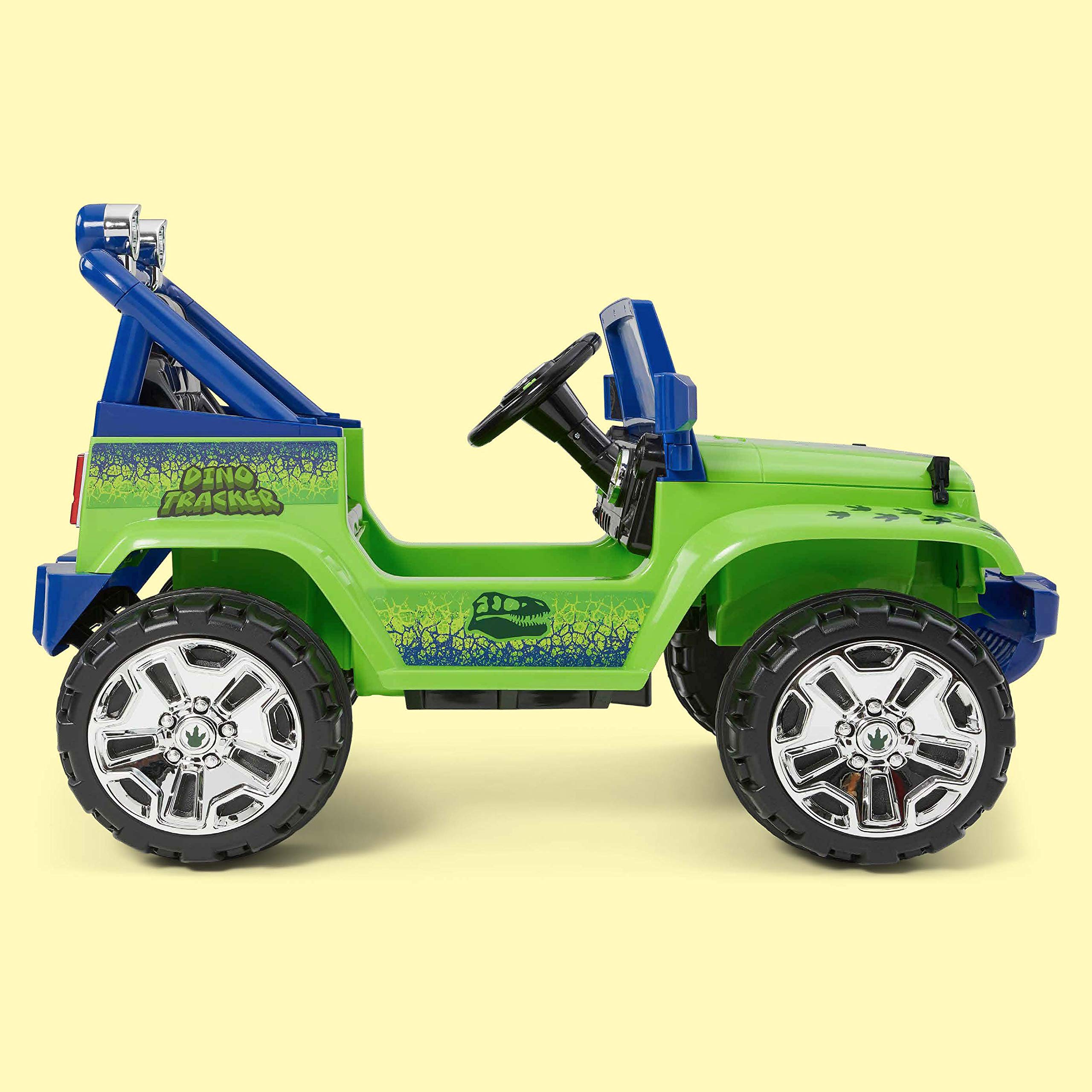 Kid Trax 4x4 Tracker Electric Ride On Toy, 3-5 Years Old, 6 Volt, Max Weight 60 lbs, Dino Tracker Green