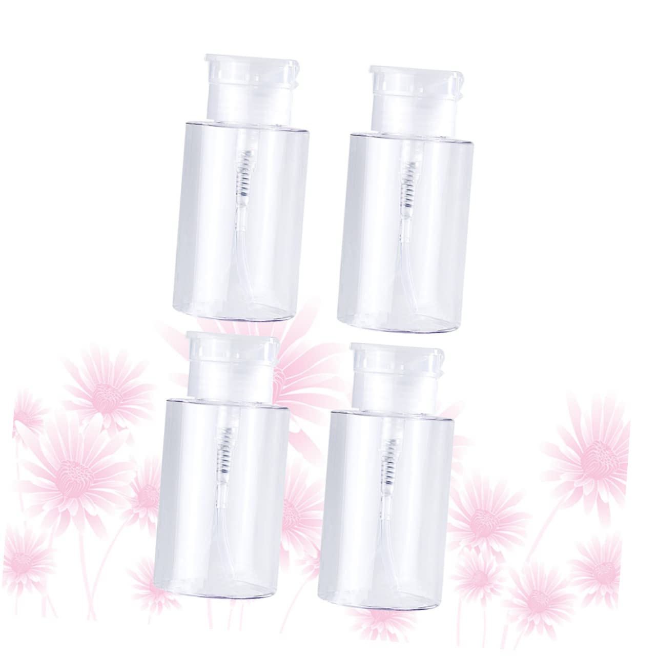 Beavorty 4Pcs cosmetic storage bottle clear pump dispense Nail Polish Bottles Empty Bottle portable cosmetic bottle liquid containers Dispensing Bottles Toiletries travel