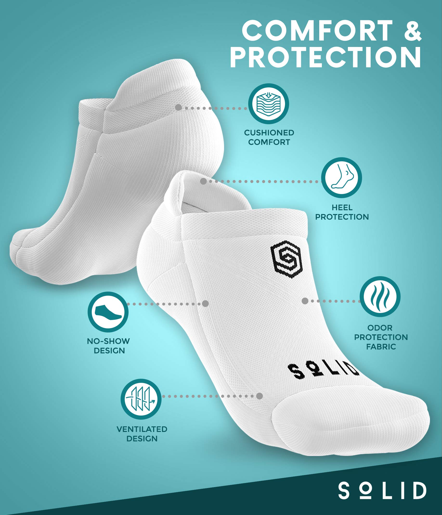 Athletic No Show Running Socks for Men and Women, Cushioned Performance, Lightweight Comfort Fit- Size Small (6 Pairs)