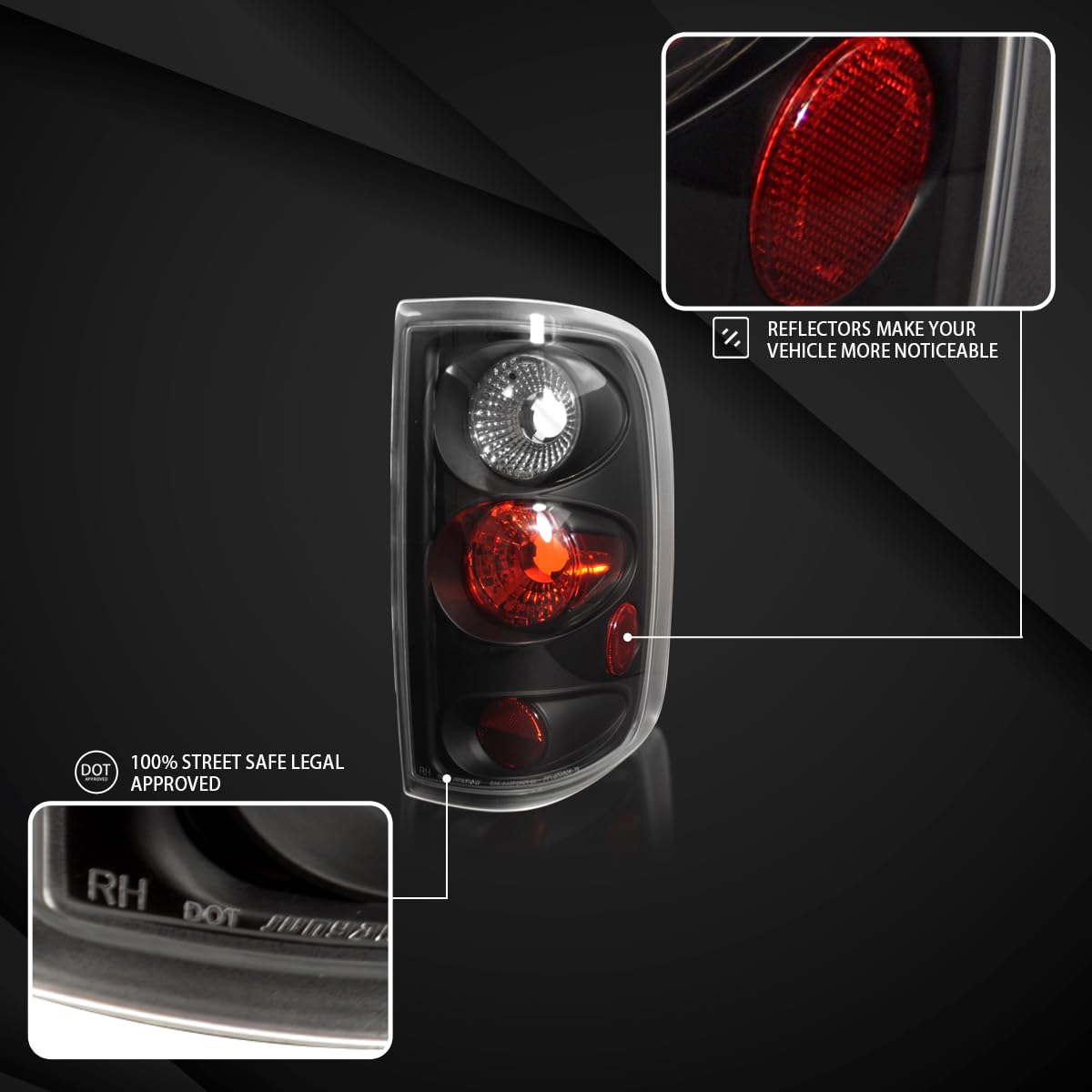 Autozensation Compatible with Ford F150 2004-2008, Black Housing Clear Lens Tail Lights, L+R Pair Taillight Assembly