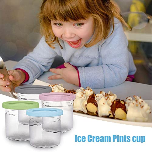 Ice Cream Pints Cup,Ice Cream Pints Cup, Ice Cream Containers With Lids For Ninja Creami Pints, Safe & Leak Proof Ice Cream Pints Kitchen Accessories,for Nc300s Nc299am Series Ice Cream Maker (2PCS-A)